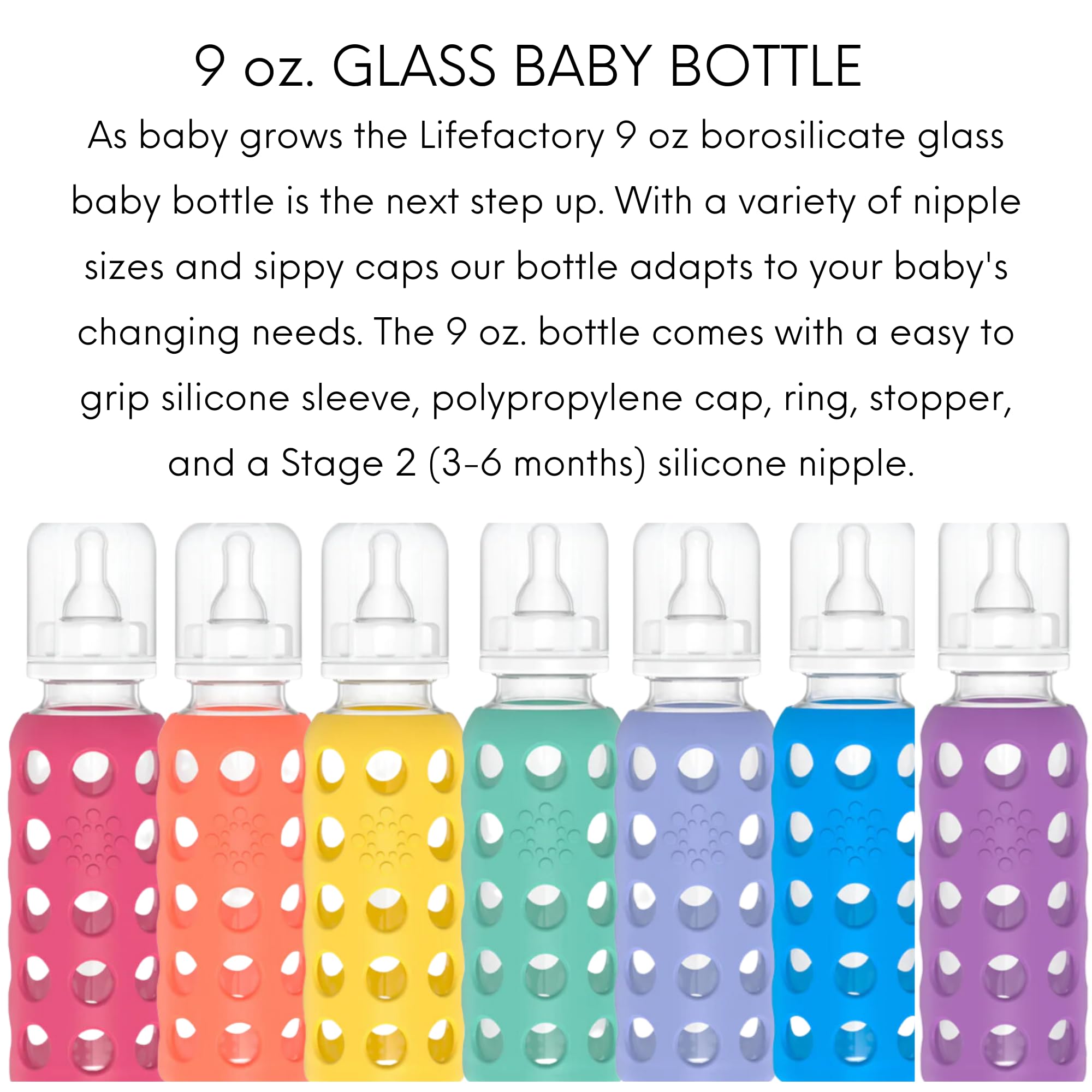 Lifefactory 4oz/9oz Glass Baby Bottle 4pk - (Pink/Lavender/Raspberry/Grape)