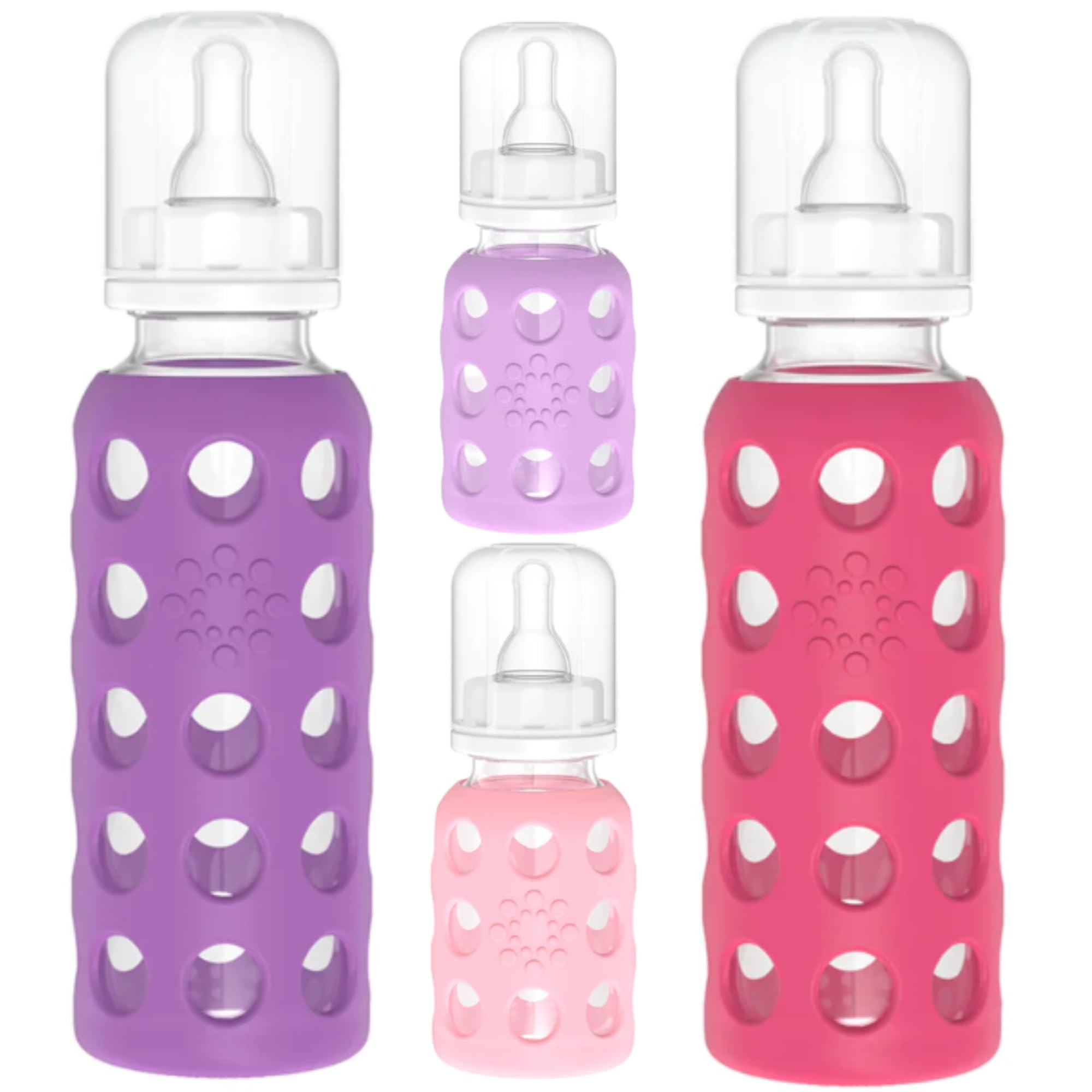 Lifefactory 4oz/9oz Glass Baby Bottle 4pk - (Pink/Lavender/Raspberry/Grape)