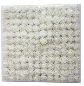 artfen mini fake rose flower heads 144pcs mini artificial roses diy wedding flowers accessories make bridal hair clips headbands dress (bottom add gauze) milk white