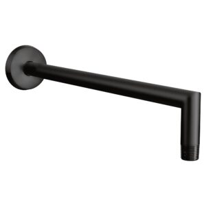 moen arris matte black 14-inch rainshower straight shower arm and flange, s110bl