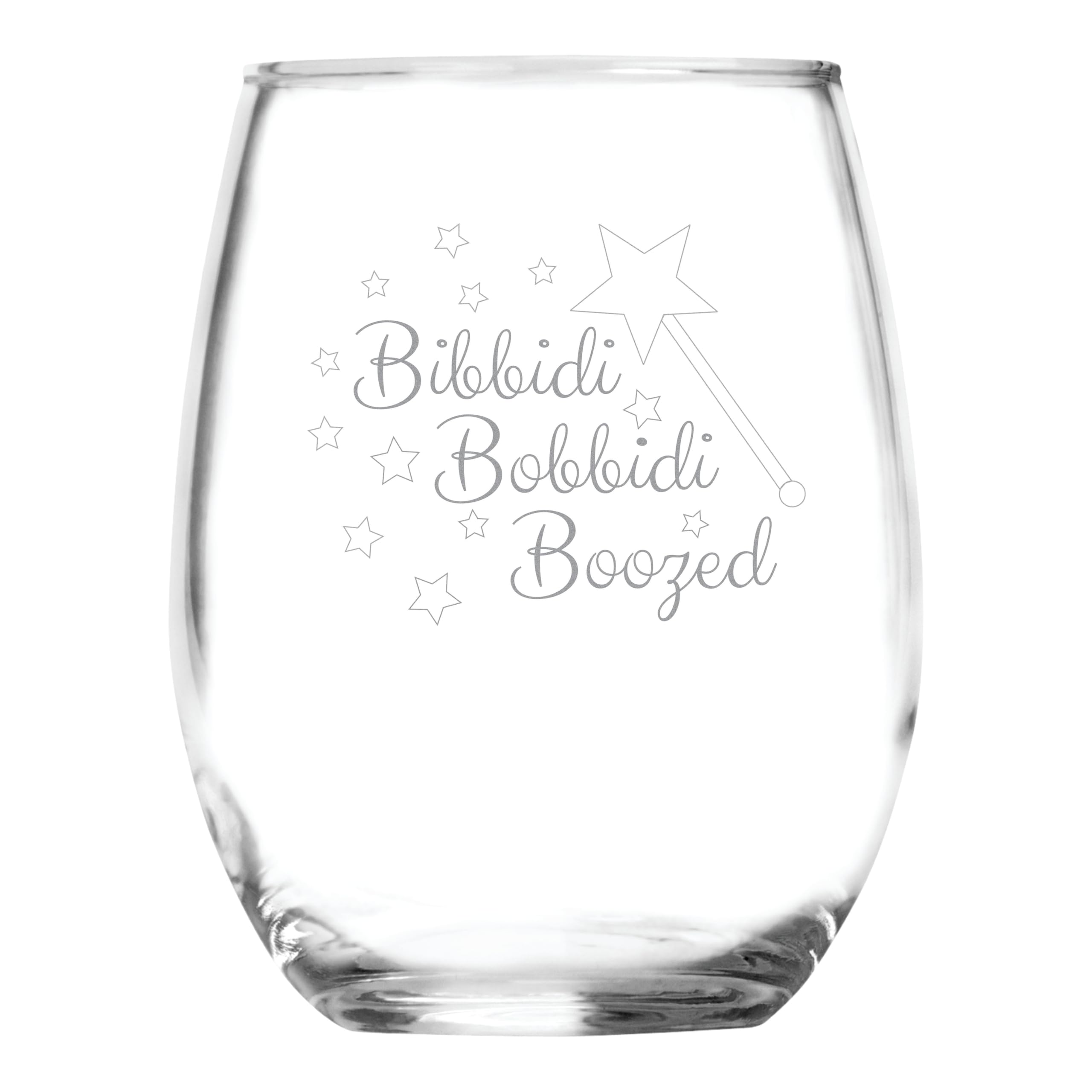 Bibbidi Bobbidi Boozed - 15 oz Stemless Wine Glass - Movie Gifts - Funny Birthday Present - Fairy Godmother - Cinderella Princess Theme