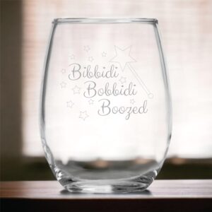 Bibbidi Bobbidi Boozed - 15 oz Stemless Wine Glass - Movie Gifts - Funny Birthday Present - Fairy Godmother - Cinderella Princess Theme