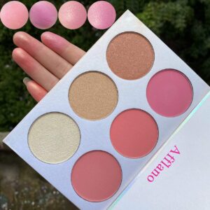 Blusher & Illuminator Highlighter & Bronzer Powder Contour Collection Set - 3 Blusher & 3 Highlighter Powder Palette - Perfect for Contouring and Highlighting - Vegan and Cruelty Free