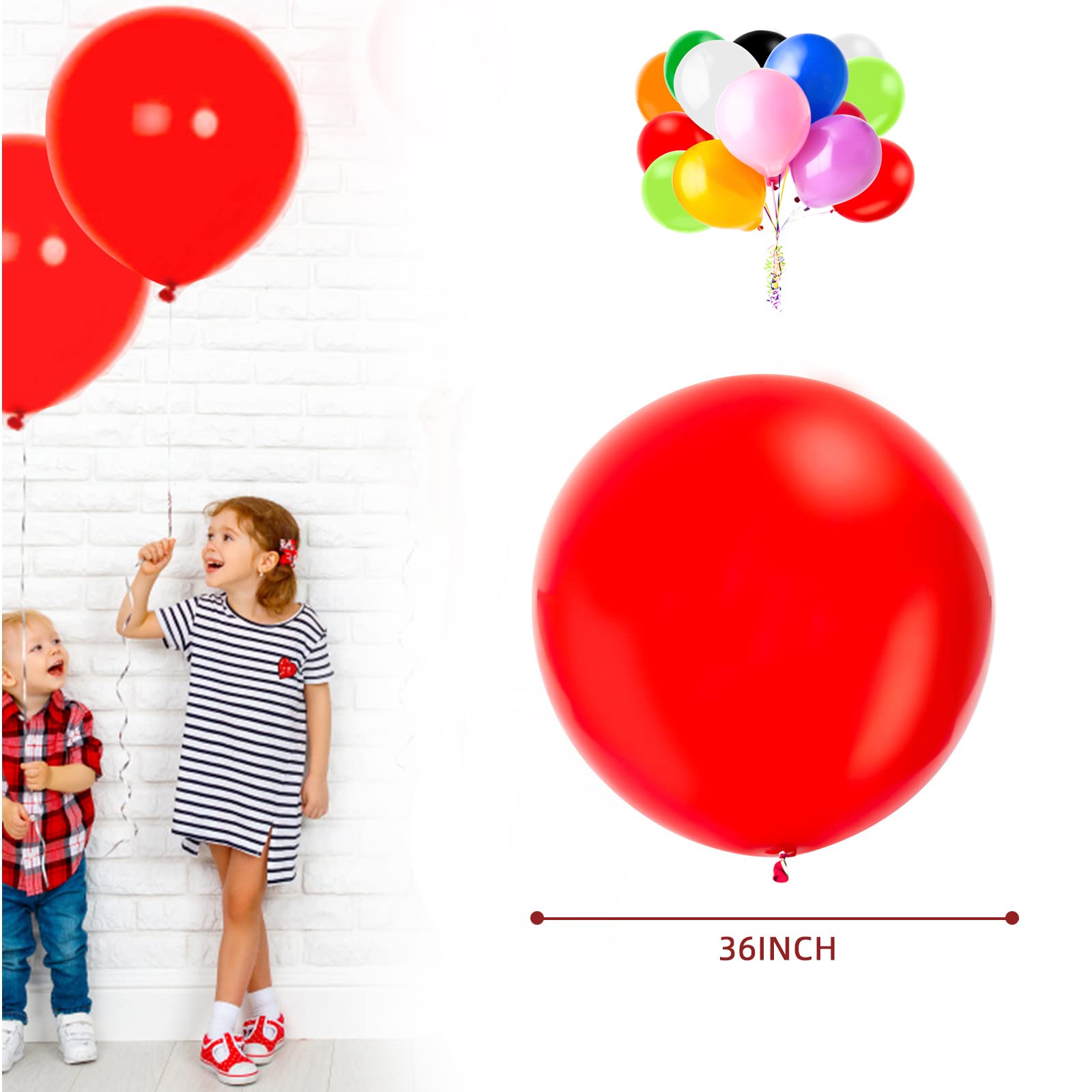 Koogel 36 Inch Big Balloons, 15 PCS Jumbo Latex Giant Balloons Large Balloons for Birthday Baby Shower Wedding Party Festival Event Carnival Decor