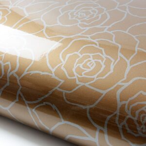 Peel and Stick PVC Instant Floral Decorative Self-Adhesive Film Countertop Backsplash Rosesupia Gold Silver Micro Pearl (PGS9028-1 : 2.00 Feet X 6.56 Feet)