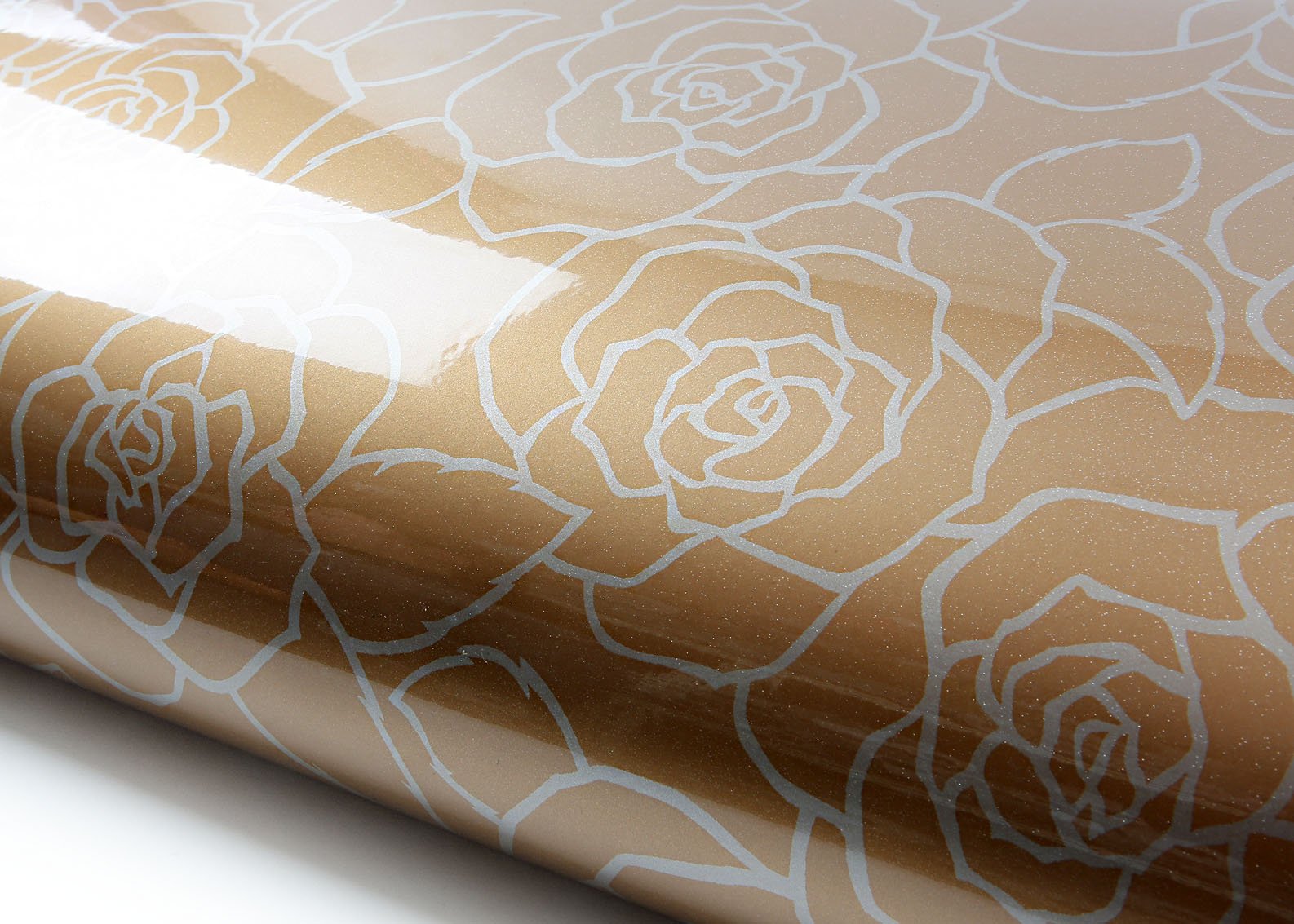 Peel and Stick PVC Instant Floral Decorative Self-Adhesive Film Countertop Backsplash Rosesupia Gold Silver Micro Pearl (PGS9028-1 : 2.00 Feet X 6.56 Feet)