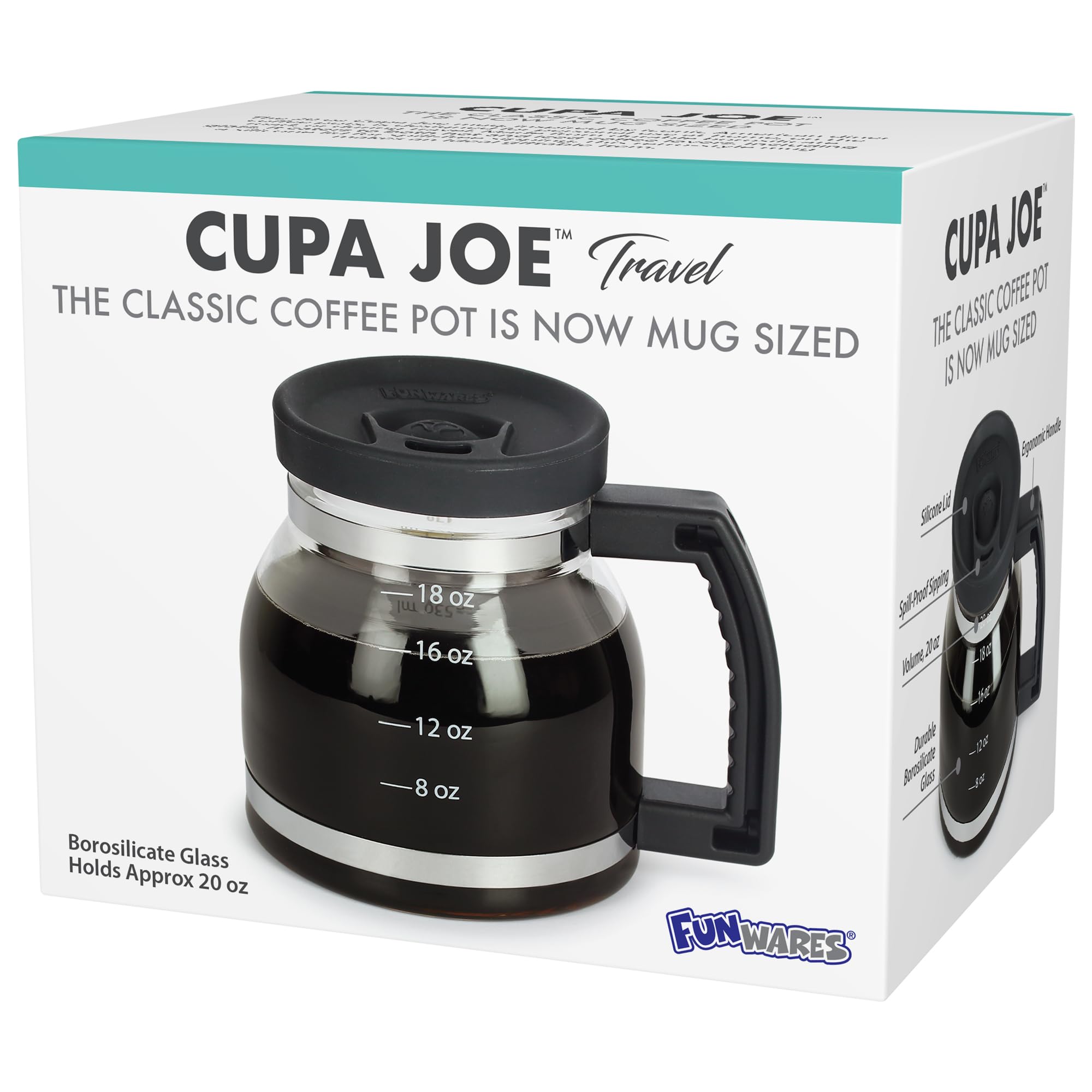 Funwares Original 20 oz Cupa Joe Jumbo Big Mug Now With Spill-Proof Travel Lid, Unique Coffee Mug that Everyone Will Talk About, Perfect Gag Gift, A Cute Coffee Mug That Everyone Loves!