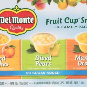 Del Monte No Sugar Added Variety Fruit Cups (Peaches, Pears, Mandarin Oranges), 4 Ounce (Pack of 12) 2002456