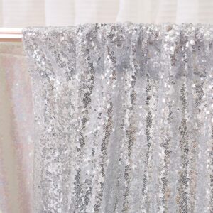 Eternal Beauty Silver Sequin Wedding Backdrop Photography Background Party Curtain, 8Ft X 8Ft