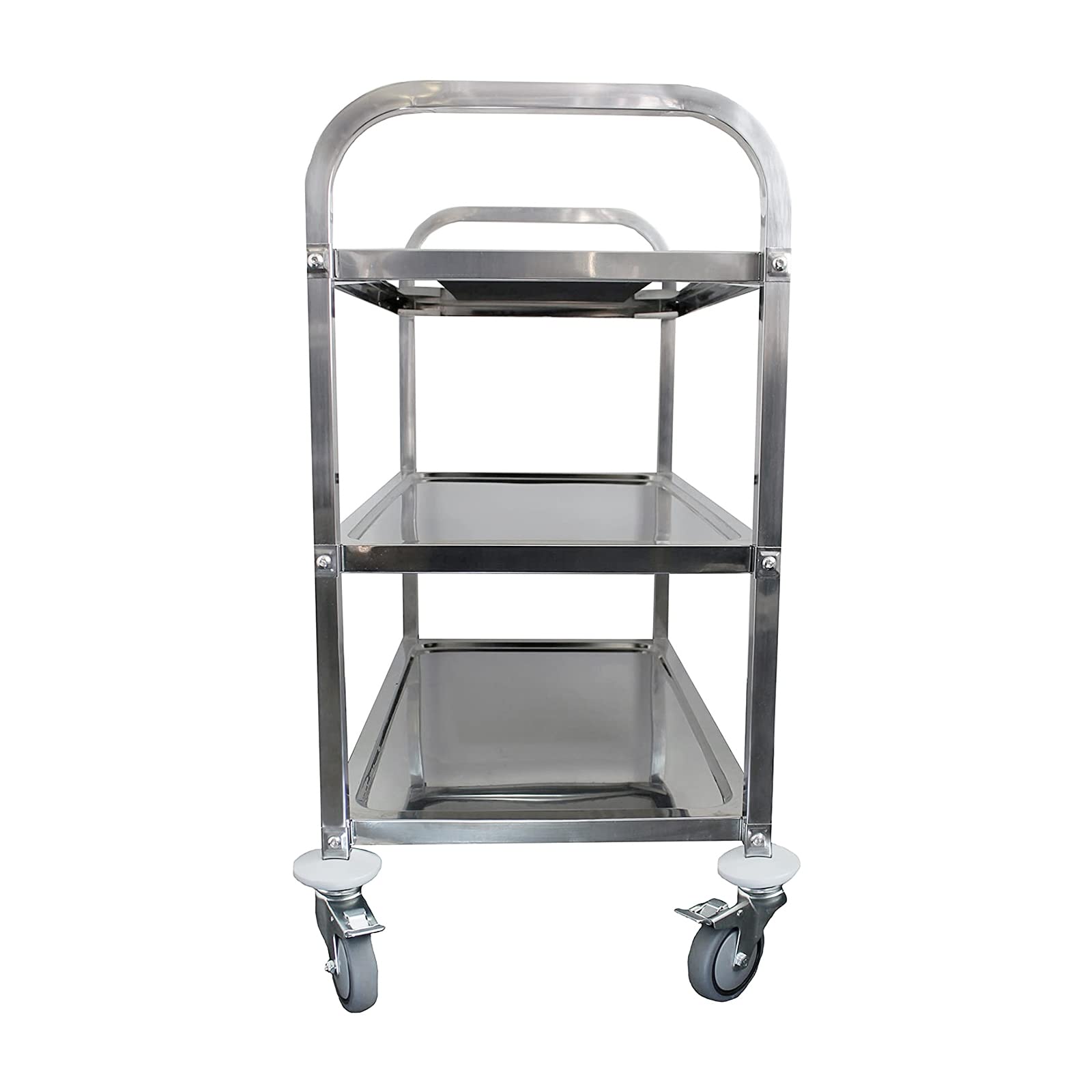 AmGood Stainless Steel Dining Cart - 3 Shelf Heavy Duty Utility Cart on Wheels (Medium - 34" Legth x 18" Width)