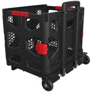 Olympia Tools 85-015 Grand Folding Storage Rolling Cart with Telescopic Handle for Easy Transportation, Weight Capacity up to 150 Pounds