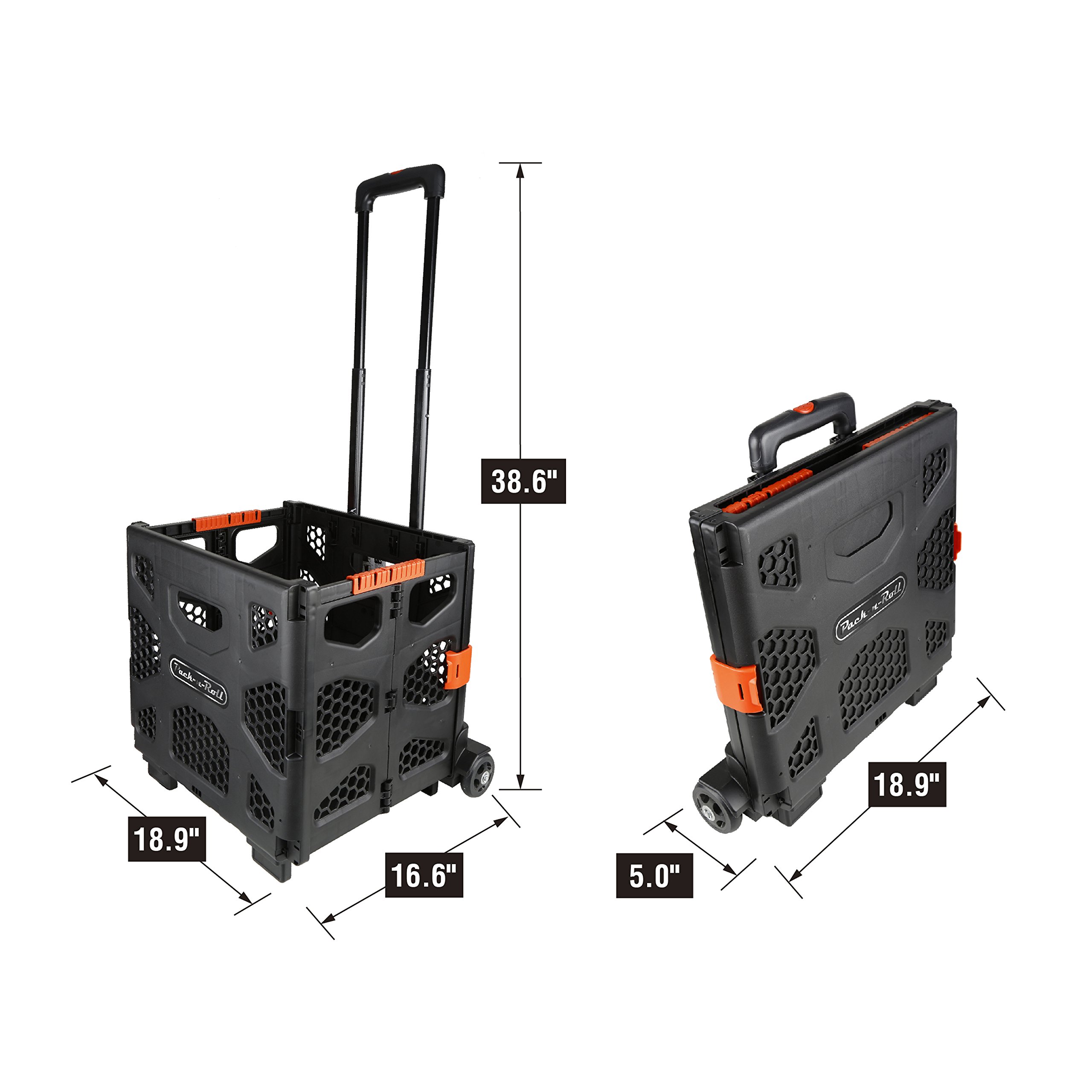 Olympia Tools 85-015 Grand Folding Storage Rolling Cart with Telescopic Handle for Easy Transportation, Weight Capacity up to 150 Pounds