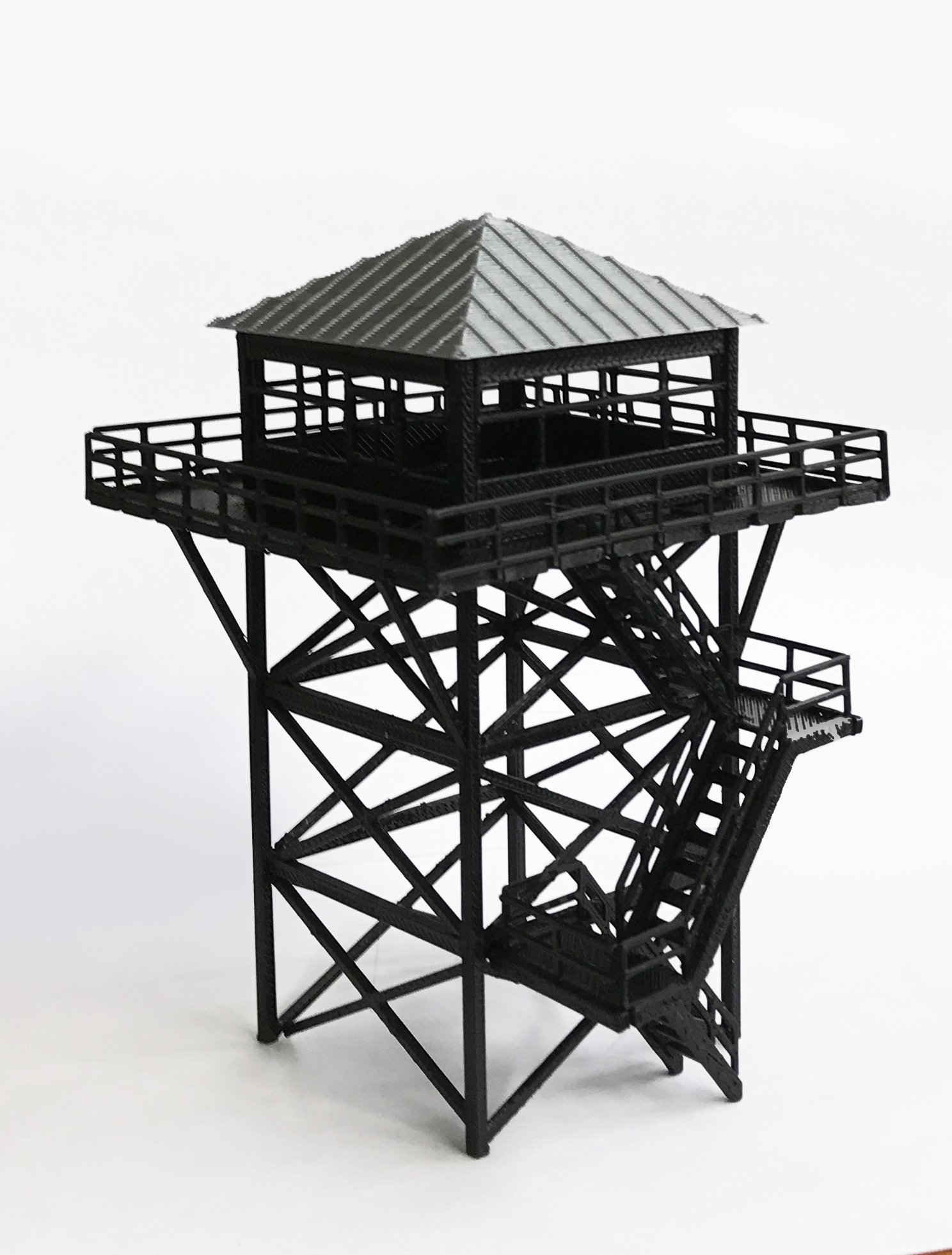 Outland Models Railway Scenery Watchtower/Lookout Tower (Black) HO Scale 1:87