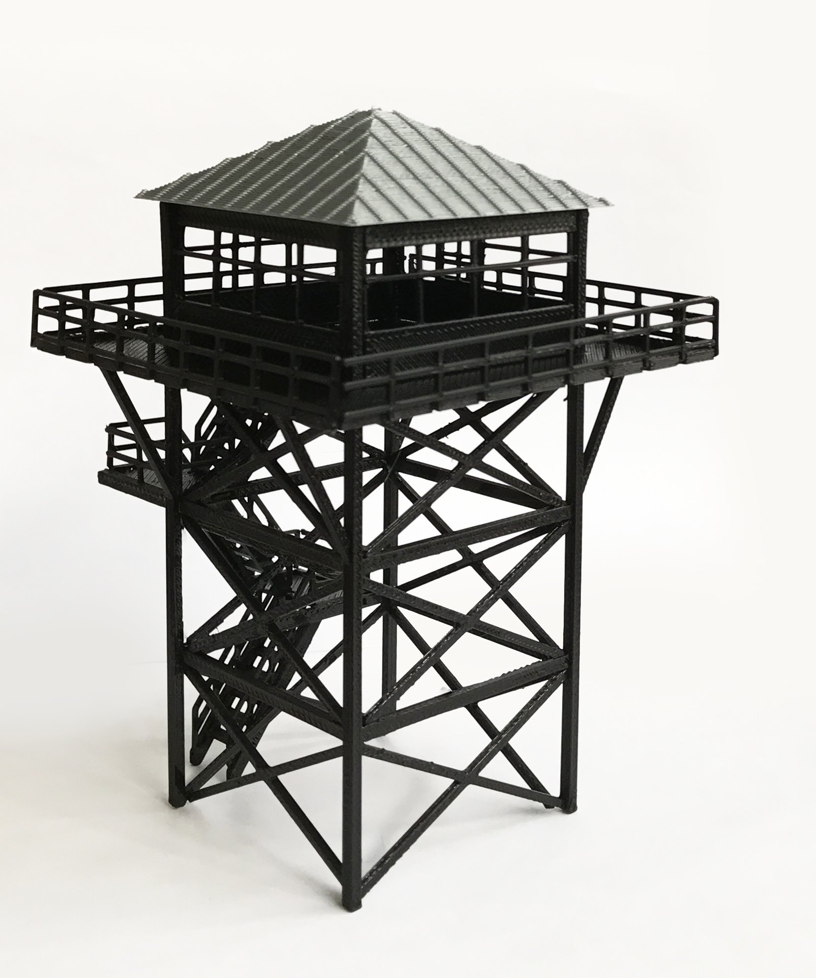 Outland Models Railway Scenery Watchtower/Lookout Tower (Black) HO Scale 1:87