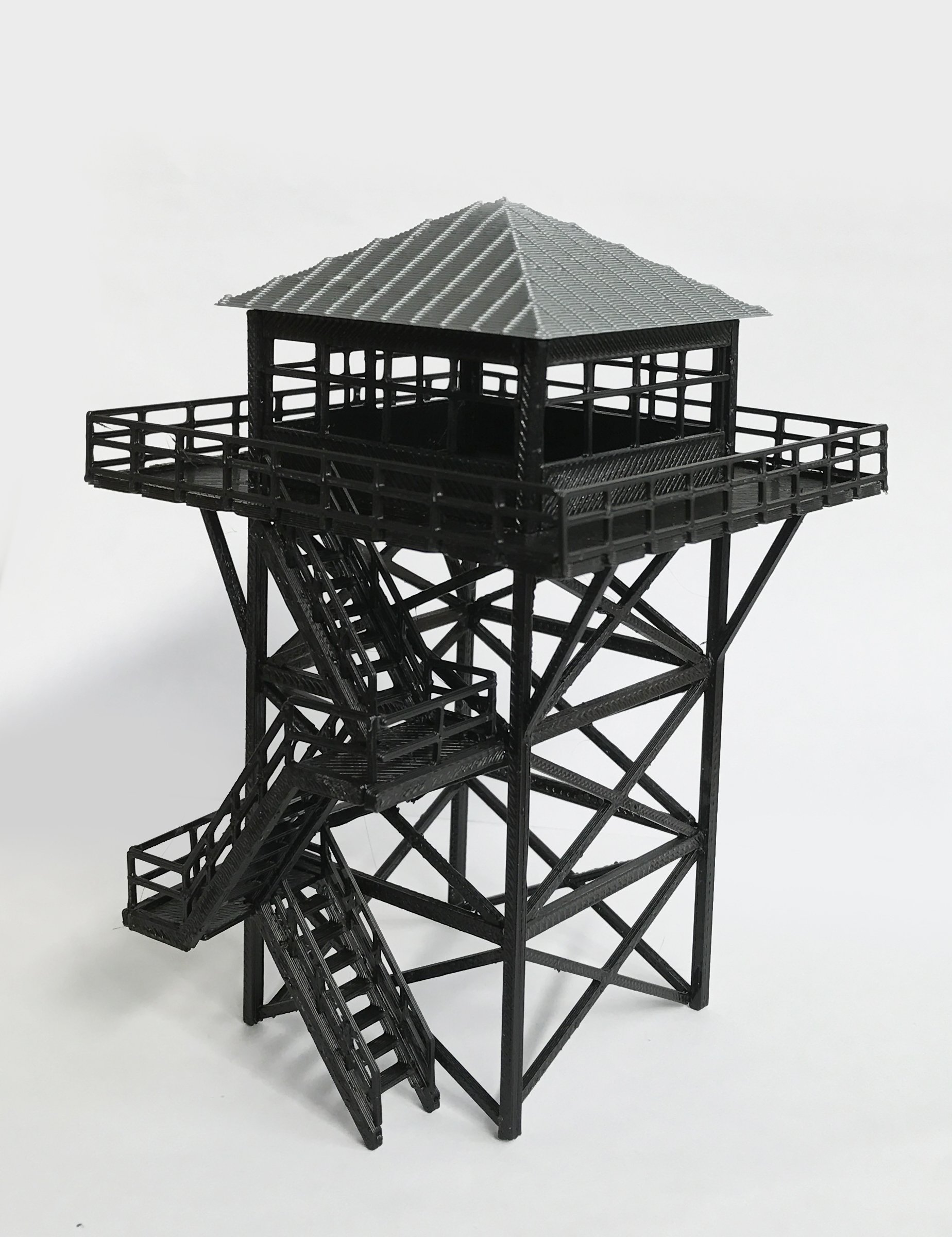 Outland Models Railway Scenery Watchtower/Lookout Tower (Black) HO Scale 1:87