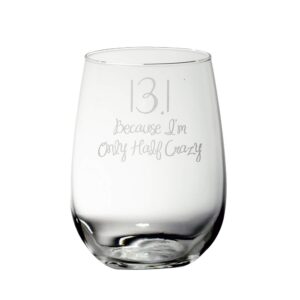 Half Marathon Eched Glass (Stemless Wine)