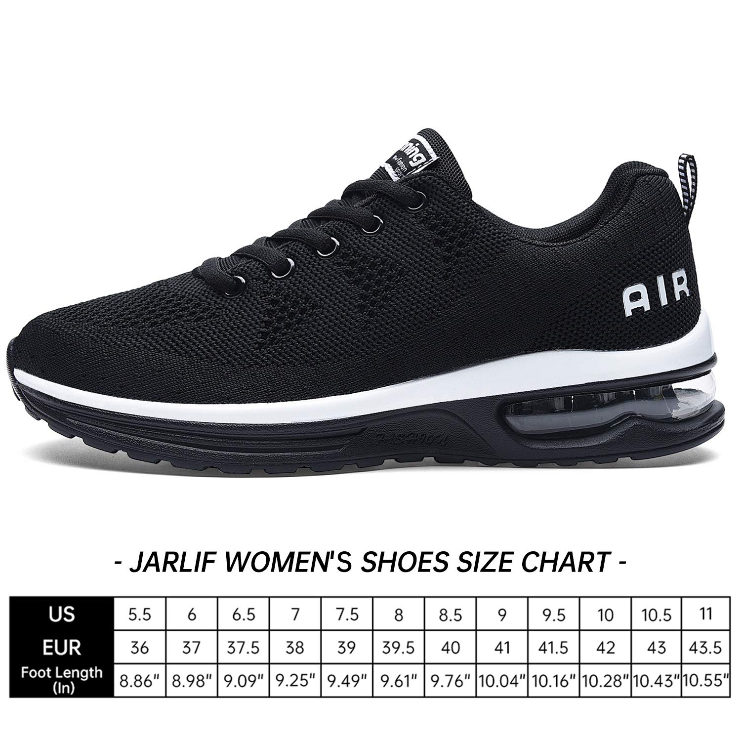 JARLIF Women's Lightweight Athletic Running Shoes Breathable Sport Air Fitness Gym Jogging Sneakers (Size9.5, Black)