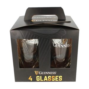 official guinness glasses 4 pack with embossed harp logo design