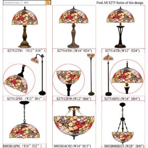 WERFACTORY Tiffany Floor Lamp Butterfly Amber Stained Glass Arched Lamp 12X18X64 Inches Gooseneck Adjustable Corner Standing Reading Light Decor Bedroom Living Room S275 Series