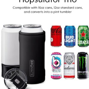 BrüMate Hopsulator Trio 3-in-1 Insulated Can Cooler for 12oz / 16oz Cans + 100% Leak Proof Tumbler with Lid | Insulated for Beer, Soda, and Energy Drinks (Matte Gray)