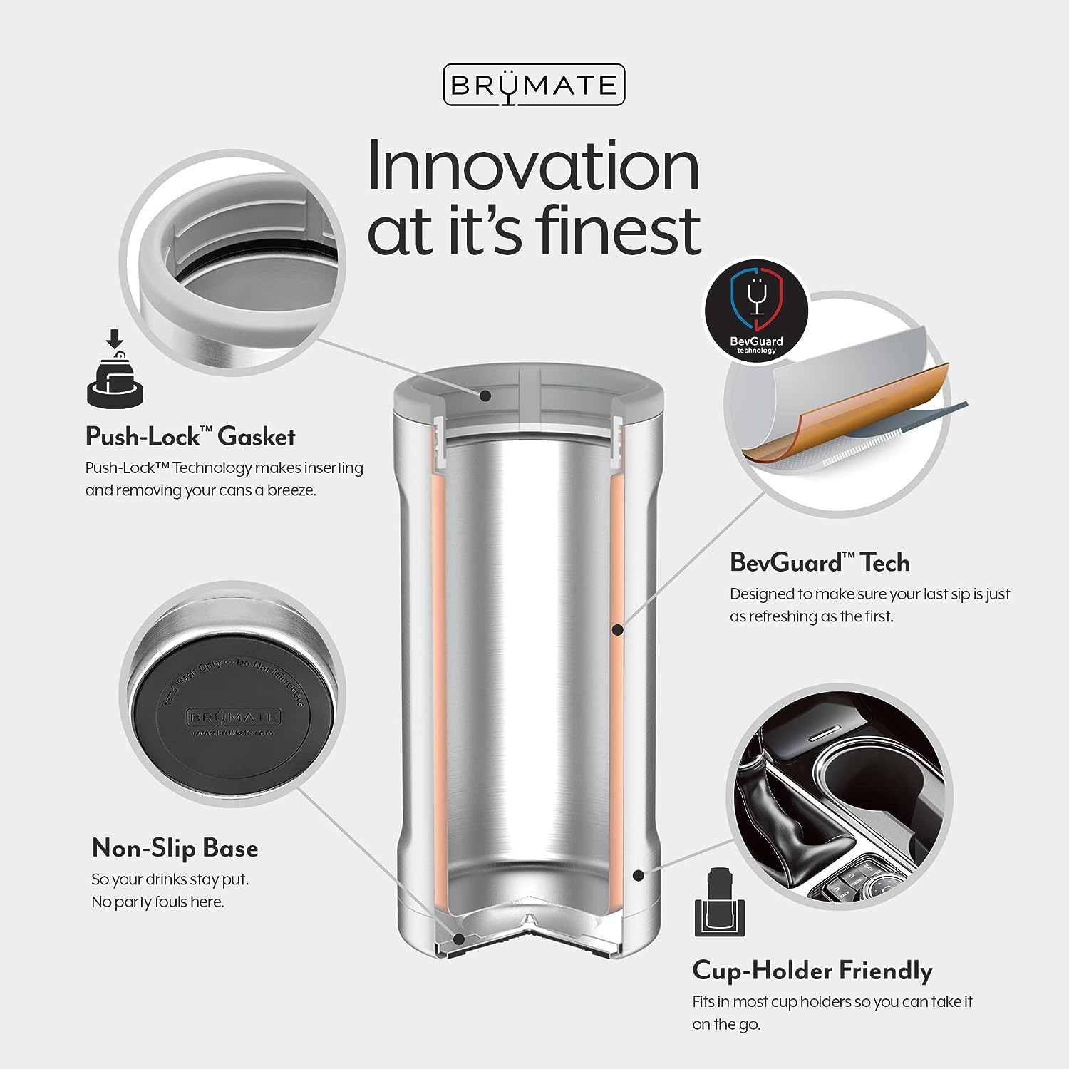 BrüMate Hopsulator Trio 3-in-1 Insulated Can Cooler for 12oz / 16oz Cans + 100% Leak Proof Tumbler with Lid | Insulated for Beer, Soda, and Energy Drinks (Matte Gray)