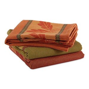 DII Fall Kitchen Towels Decorative and Absorbent Cotton Jacquard Dish Towel Set, 18x28, Autumn Acorn Leaves, 3 Count