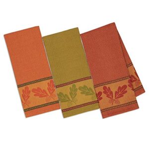 DII Fall Kitchen Towels Decorative and Absorbent Cotton Jacquard Dish Towel Set, 18x28, Autumn Acorn Leaves, 3 Count