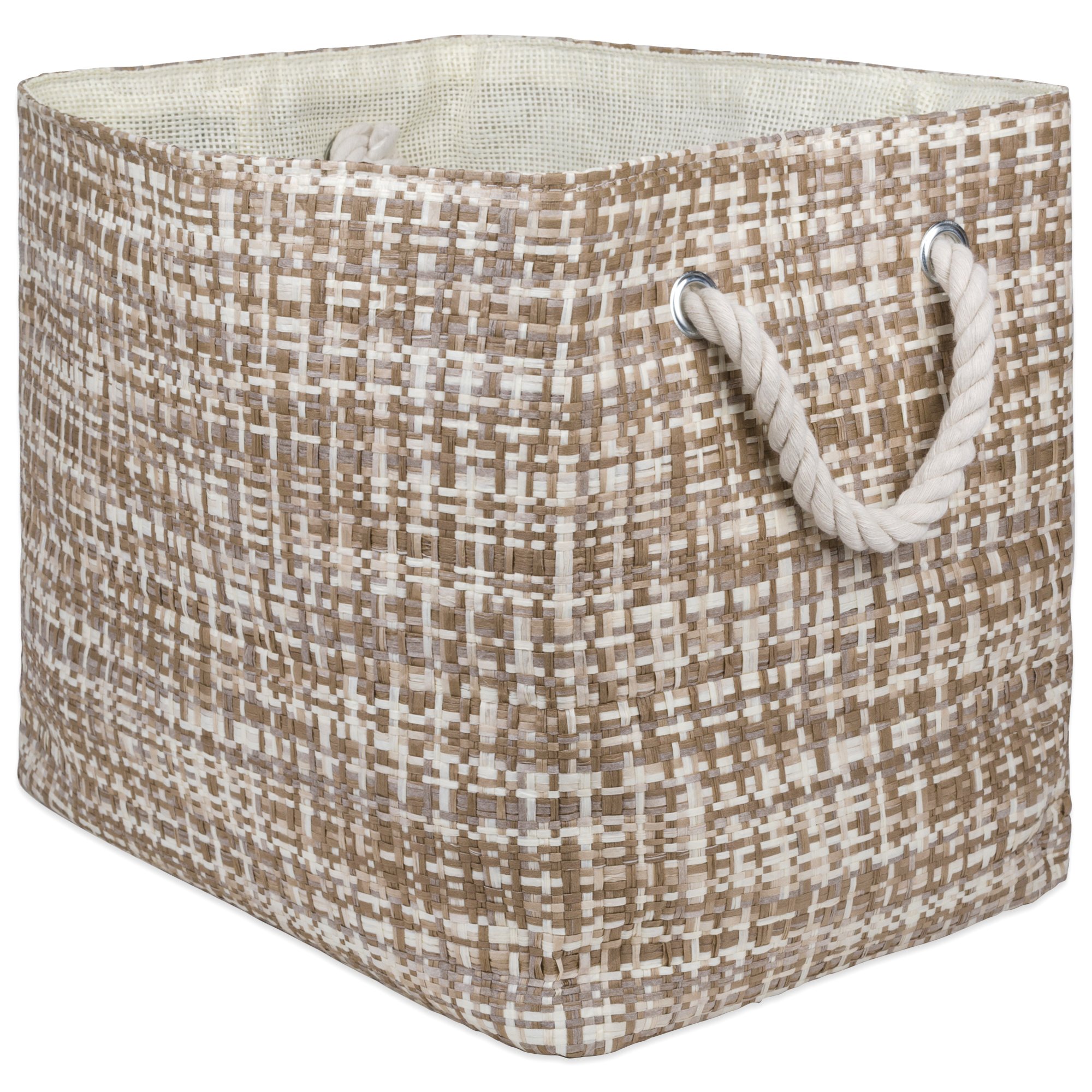 DII Woven Paper Storage Bin, Tweed, Stone, Medium