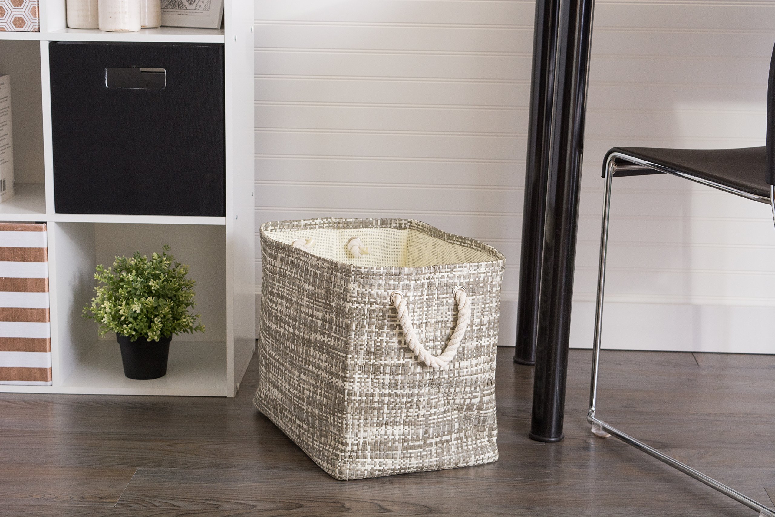 DII Woven Paper Storage Bin, Tweed, Stone, Medium