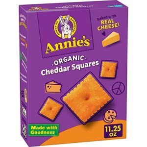 annie's organic cheddar squares baked snack crackers, baked with real cheese, 11.25 oz.