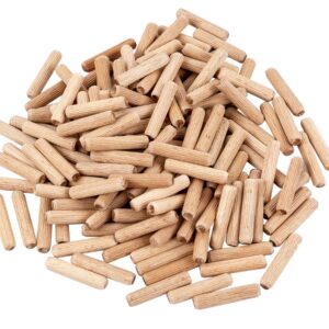 BICB Fluted Wood Kiln Dowel Pins, 1/4" x 1-1/4"- 100 Pieces , Made of Beechwood