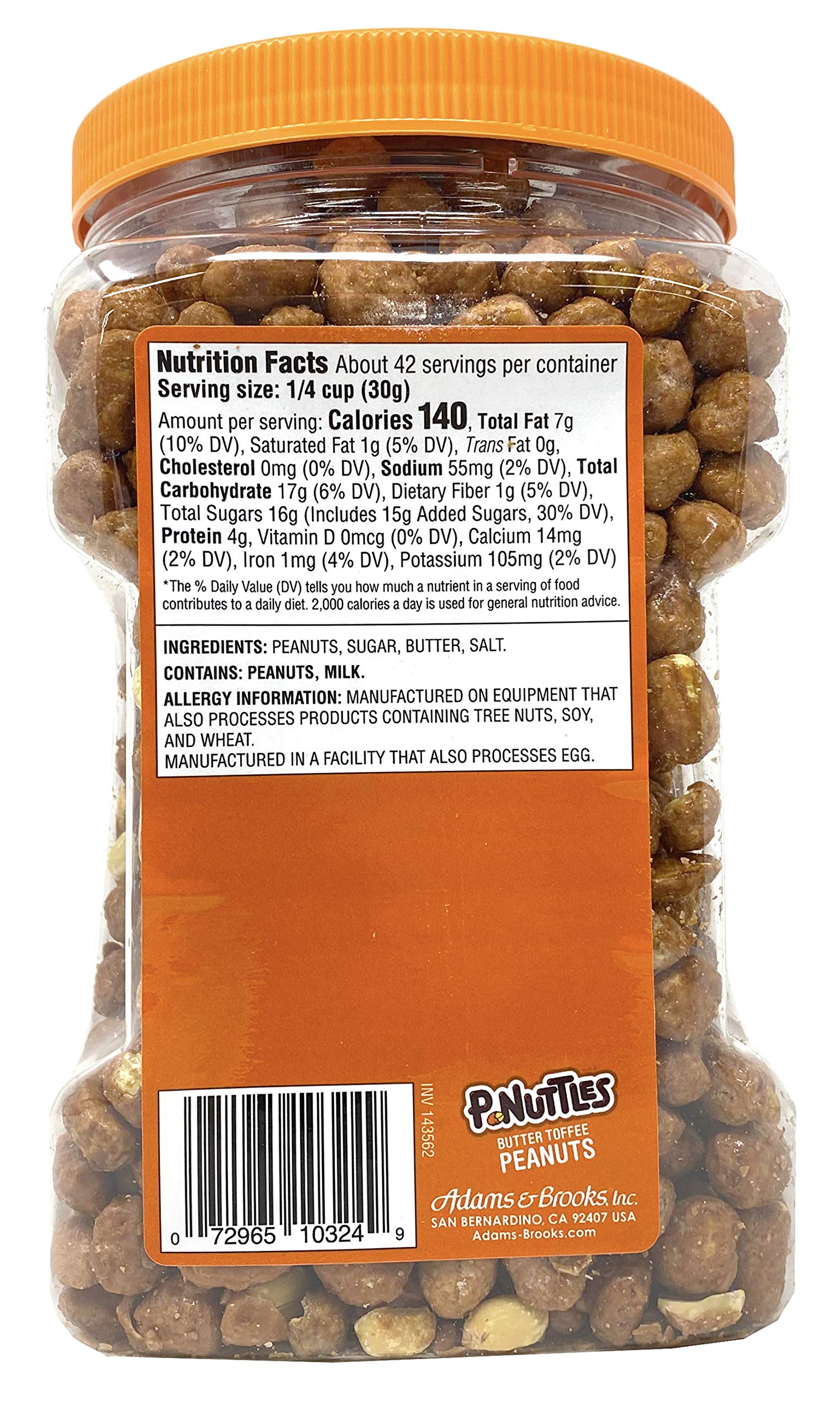 P-Nuttles Butter Toffee Covered Peanuts,Sweet Salty Snack, Toffee Peanuts,Toffee Nuts, 44 Ounce Jar Made in the USA, Kosher, Peanuts Sweet, Party Snack, Nuts Gift, Peanuts Bulk, Sweet Snack