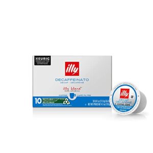 illy coffee k cups - coffee pods for keurig coffee maker – classico decaf roast – notes of caramel - mild, flavorful & balanced flavor pods of coffee - no preservatives – 10 count