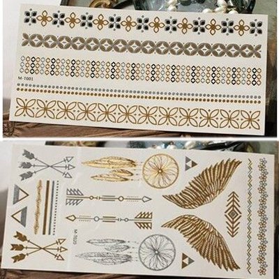 Temporary Tattoos,Metallic,5 Large Sheets Gold Silver Glitter, by WffDirect,80+ Color Flash Fake Waterproof Tattoo Stickers-For Adults or Kids