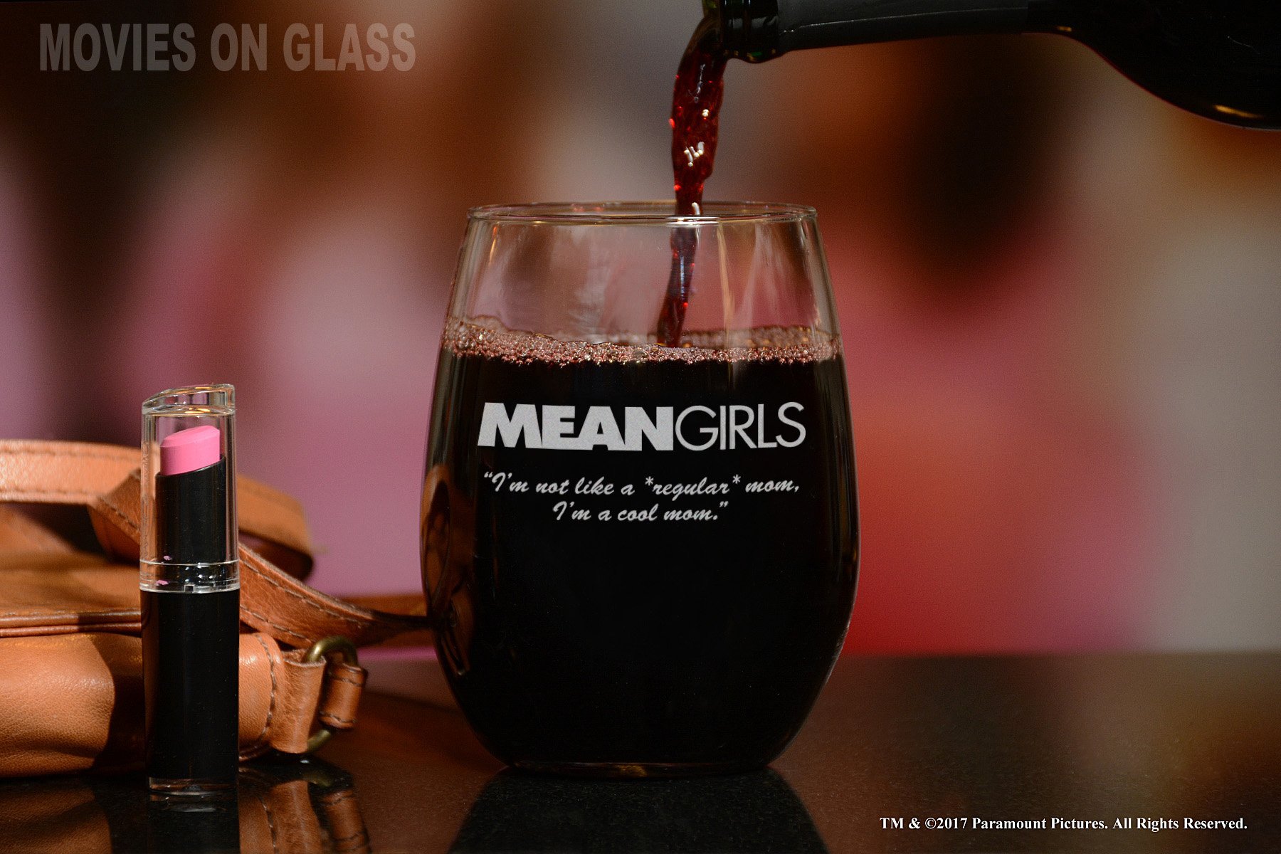 Mean Girls Etched Stemless Wine Glass - w/Quote "I'm Not Like a Regular Mom, I'm a Cool Mom" - Premium Quality Licensed, Handcrafted Glassware 15oz - Collectible Gift Item for Mom