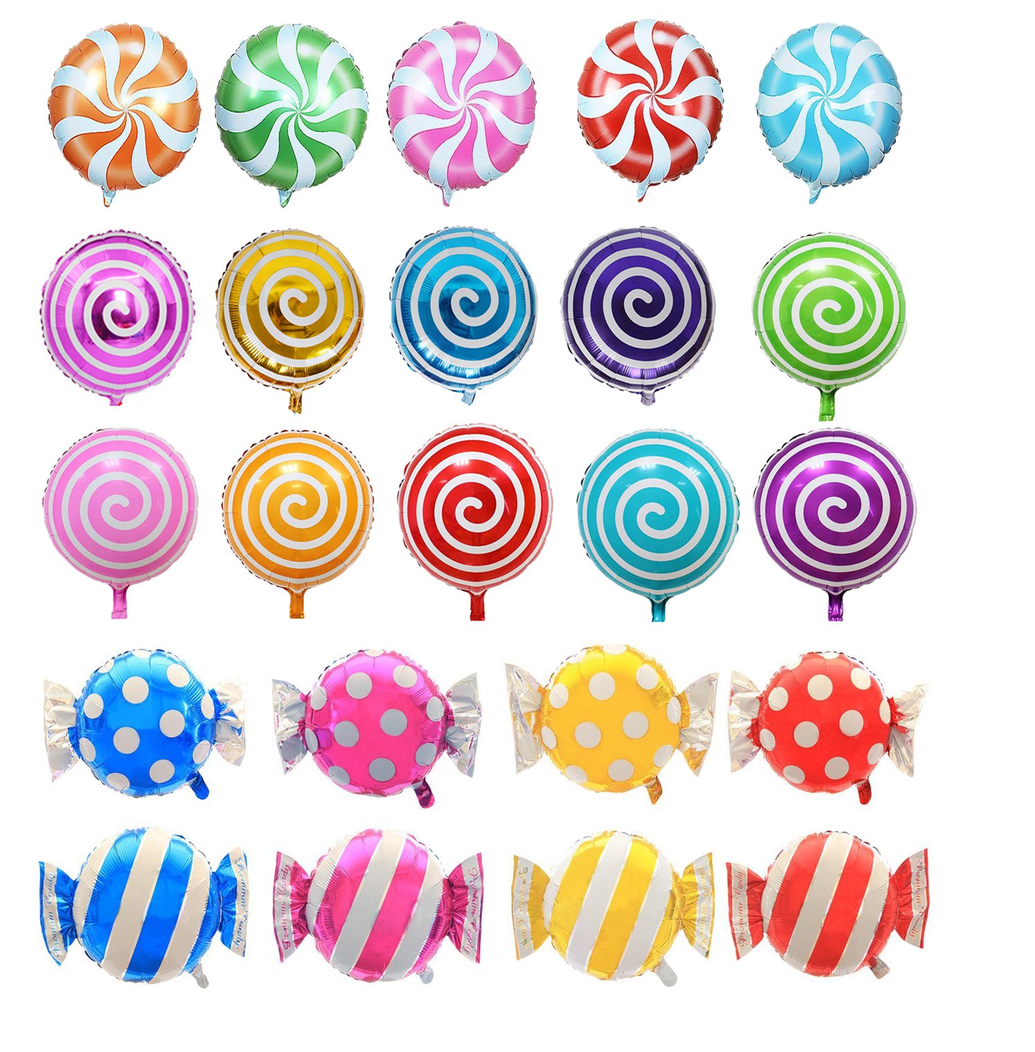 21 pcs 18" Sweet Candy Balloons, Round Lollipop Balloon Birthday Wedding Party Balloons