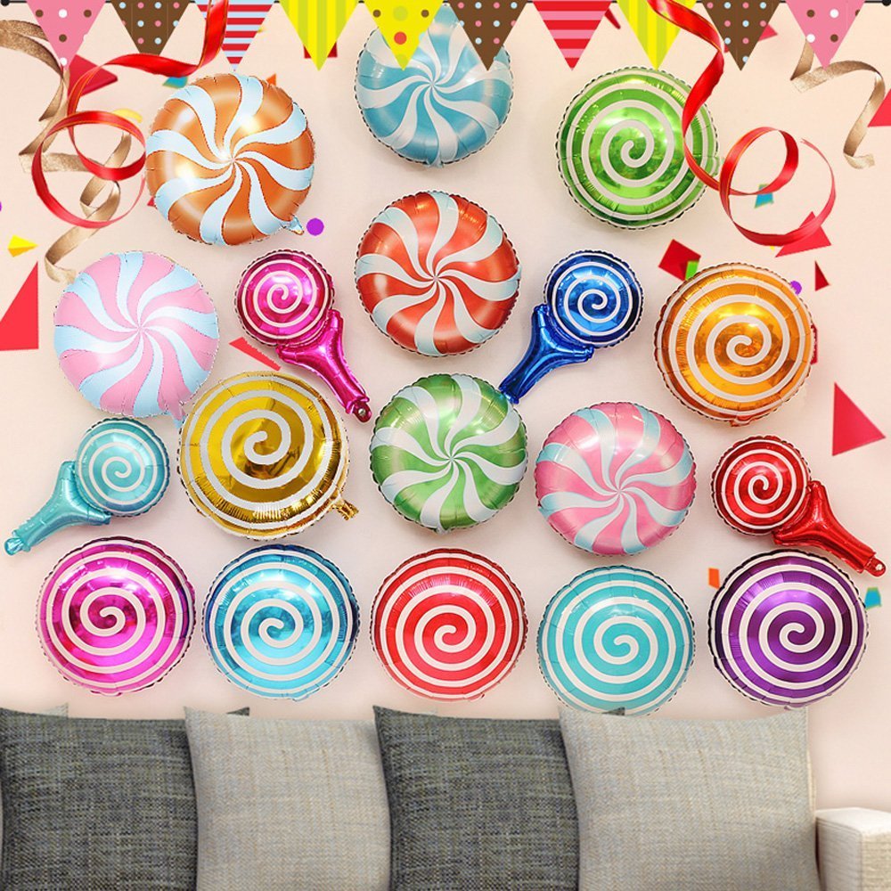 21 pcs 18" Sweet Candy Balloons, Round Lollipop Balloon Birthday Wedding Party Balloons