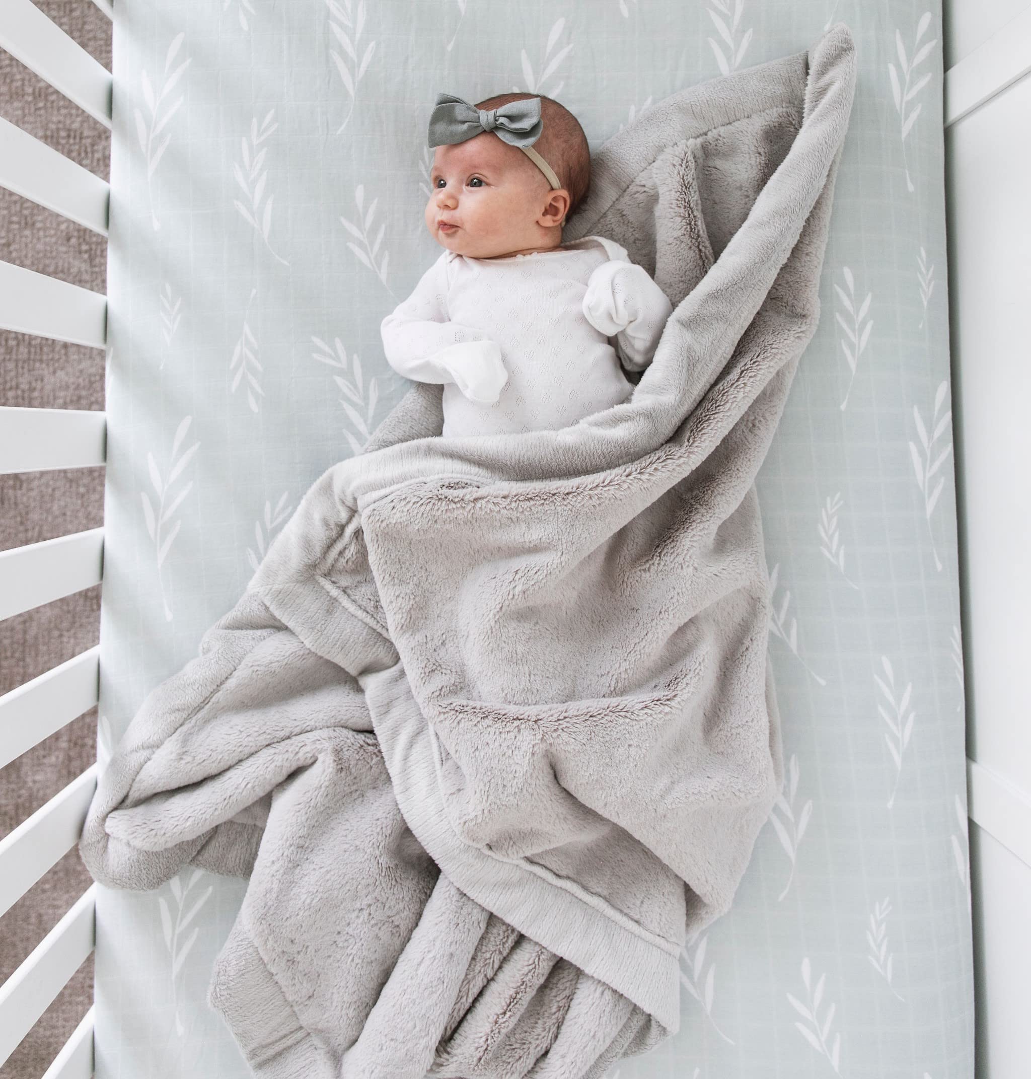 Saranoni Receiving Blankets for Babies Super Soft Boutique Quality Lush Luxury Baby Blanket (Feather, Receiving Blanket 40" x 30")