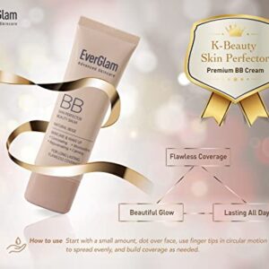 EverGlam K-Beauty Skin Perfector Korean BB Cream, Light Medium - Flawless, Natural Glow in Seconds | Multi-Function Tinted Moisturizer: Stays On All Day, Dewy, Water-Resistant, Oil-Controlling