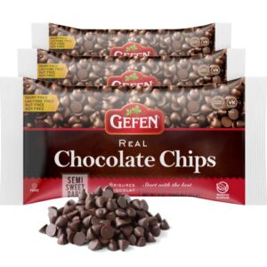 gefen vegan semi sweet real dark chocolate chips, dairy free 9oz (3 pack),nut free, lactose free, kosher, great for baking (9oz, 3)