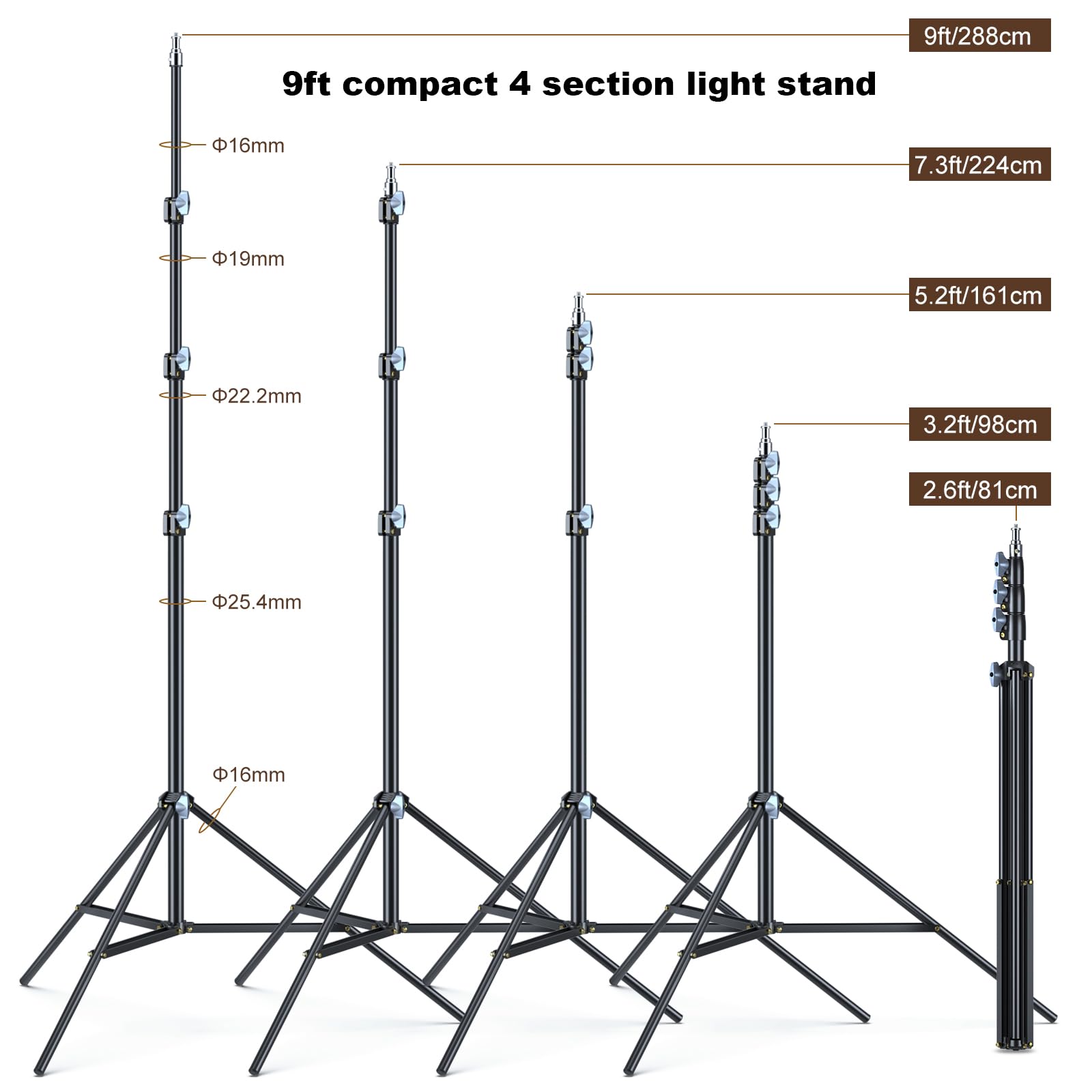 LINCO Lincostore Zenith 9 feet/288 cm Photo Studio Light Stands Set of Two for HTC Vive VR, Video, Portrait, and Product Photography