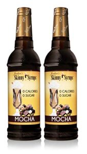 jordan's skinny syrups sugar free coffee syrup, mocha flavor drink mix, zero calorie flavoring for chai latte, protein shake, food & more, gluten free, keto friendly, 25.4 fl oz, 2 pack