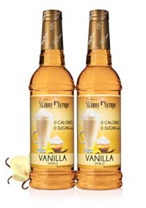 jordan's skinny syrups sugar free coffee syrup, vanilla flavor drink mix, zero calorie flavoring for chai latte, protein shake, food and more, gluten free, keto friendly, 25.4 fl oz, 2 pack