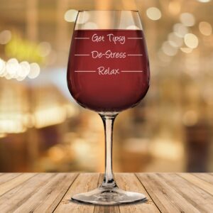 Gifts for Women, Mom - Funny Wine Glass - Get Tipsy - Best Gag Gifts for Wife, Friend, Her - Unique Bday Gift - Cool Birthday Present Idea from Husband, Son, Daughter - Fun Novelty Gift