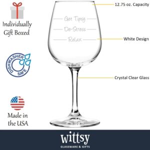 Gifts for Women, Mom - Funny Wine Glass - Get Tipsy - Best Gag Gifts for Wife, Friend, Her - Unique Bday Gift - Cool Birthday Present Idea from Husband, Son, Daughter - Fun Novelty Gift