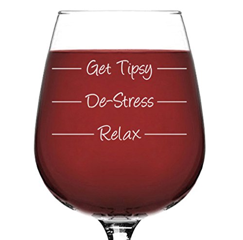 Gifts for Women, Mom - Funny Wine Glass - Get Tipsy - Best Gag Gifts for Wife, Friend, Her - Unique Bday Gift - Cool Birthday Present Idea from Husband, Son, Daughter - Fun Novelty Gift