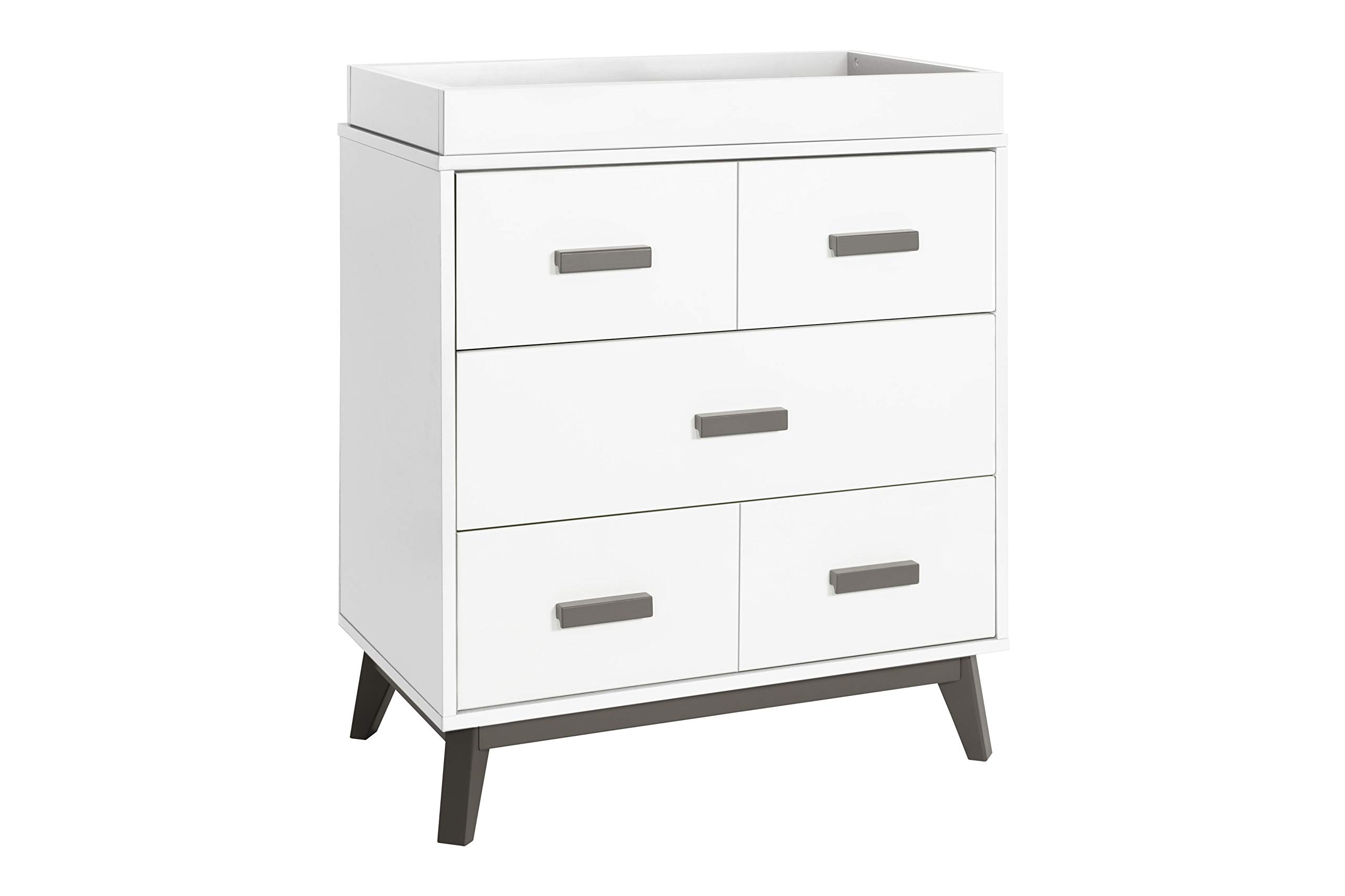 Babyletto Scoot 3-Drawer Changer Dresser with Removable Changing Tray in Slate/White, Greeguard Gold Certified