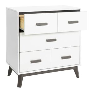 Babyletto Scoot 3-Drawer Changer Dresser with Removable Changing Tray in Slate/White, Greeguard Gold Certified