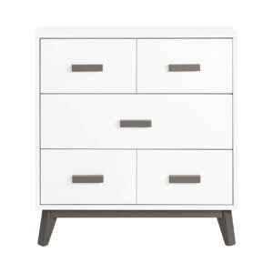 Babyletto Scoot 3-Drawer Changer Dresser with Removable Changing Tray in Slate/White, Greeguard Gold Certified