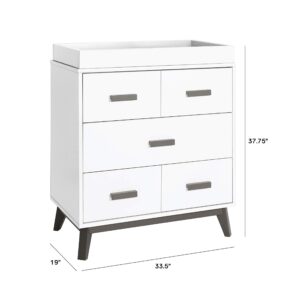 Babyletto Scoot 3-Drawer Changer Dresser with Removable Changing Tray in Slate/White, Greeguard Gold Certified